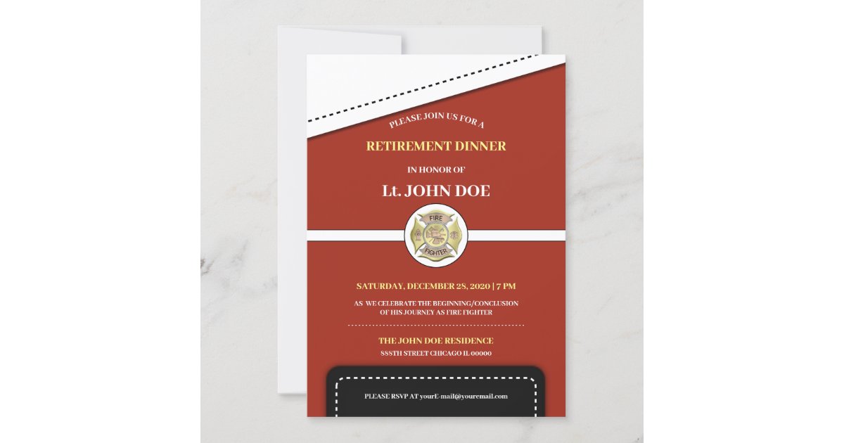 Firefighter Retirement Invitation | Zazzle