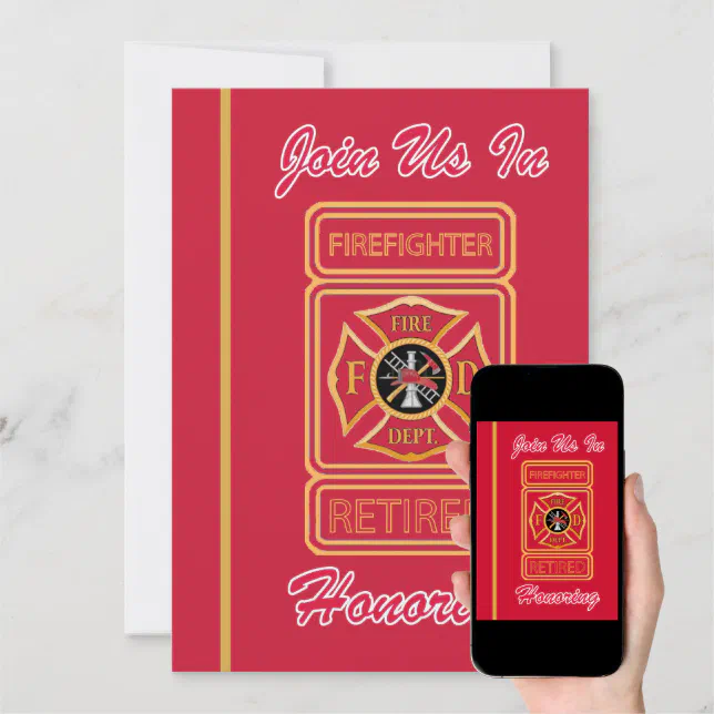 Firefighter Retirement Maltese Cross Invitation | Zazzle