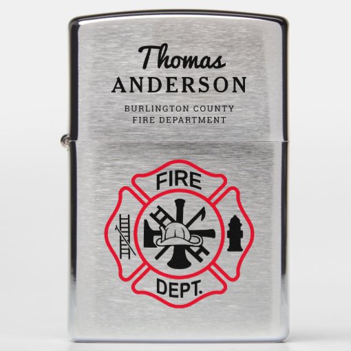 Firefighter Retirement Maltese Cross Thin Red Line Zippo Lighter | Zazzle