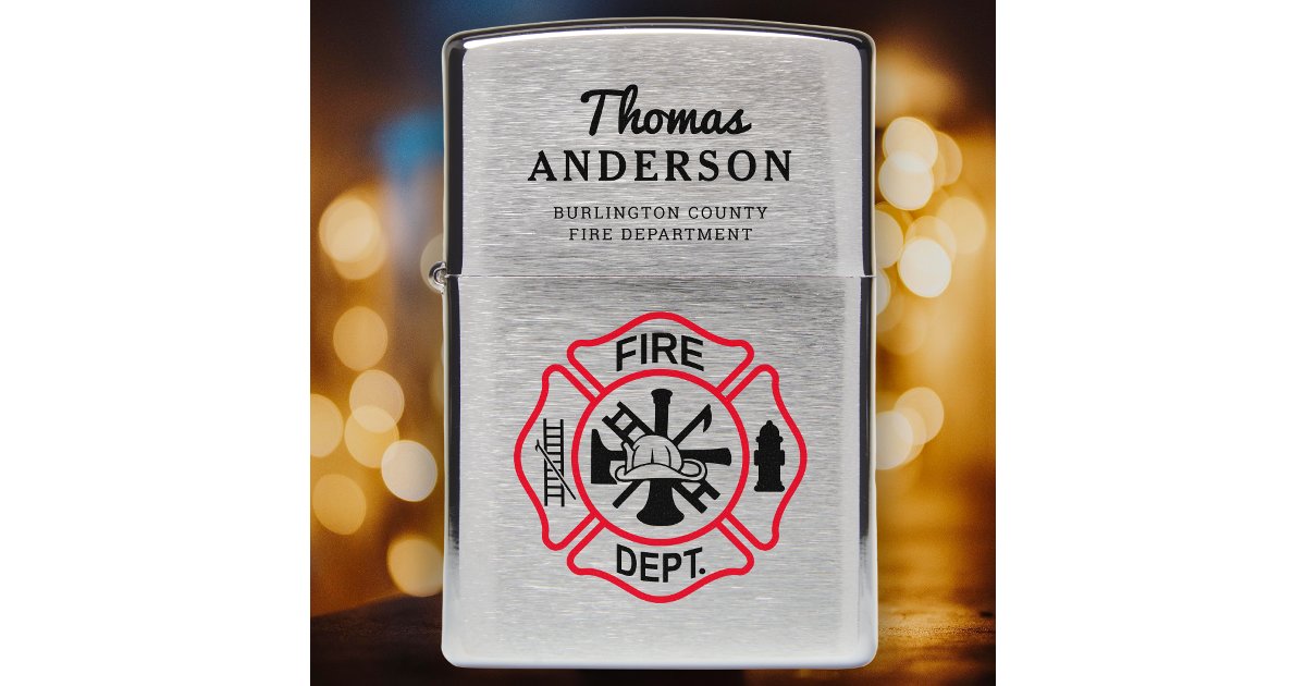 Firefighter Retirement Maltese Cross Thin Red Line Zippo Lighter | Zazzle