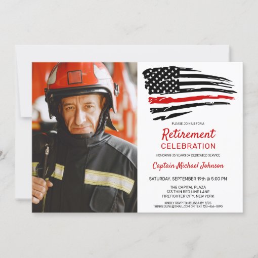 Firefighter Retirement Party Custom Photo Invitation | Zazzle