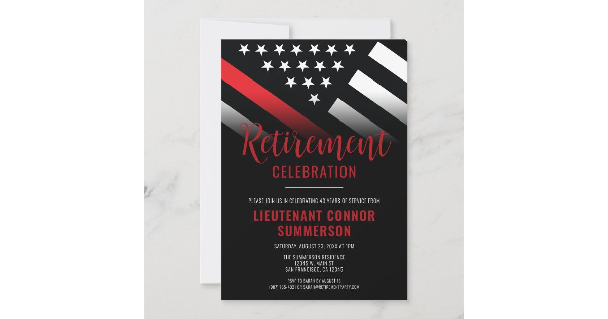 Firefighter Retirement Party Fire Department Invitation | Zazzle