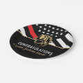 Firefighter Retirement Party Fire Red Line Flag Paper Plates | Zazzle