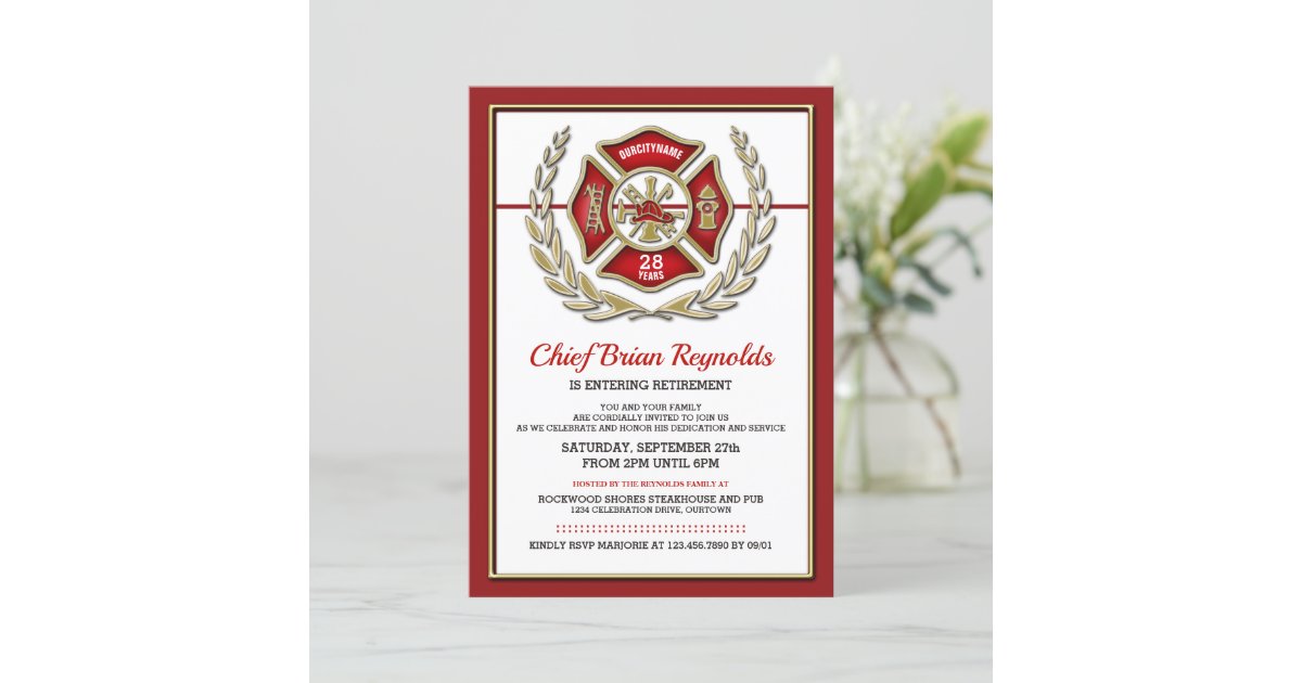 Firefighter Retirement Party Invitation | Zazzle