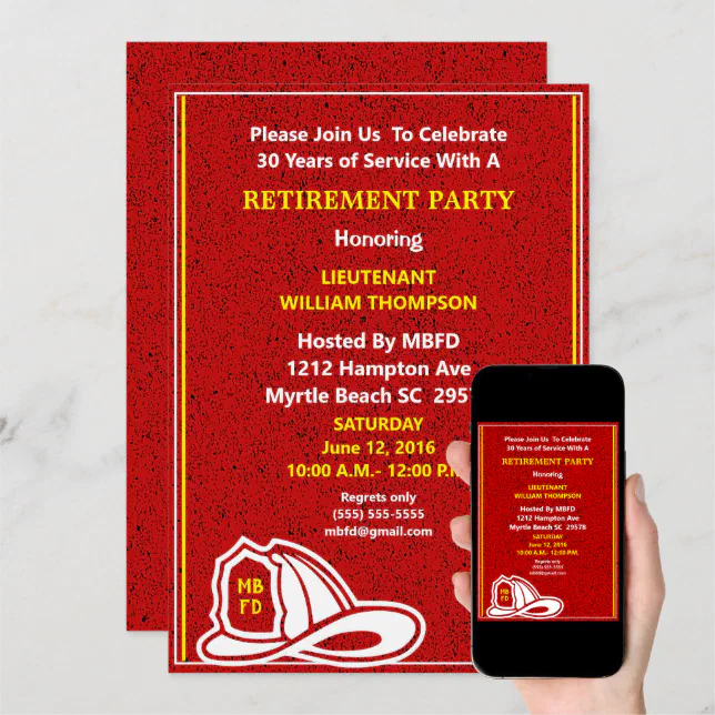 Firefighter Retirement Party Invitation | Zazzle