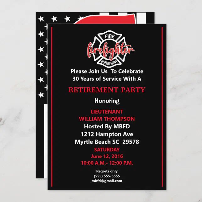 Firefighter Retirement Party Invitation | Zazzle