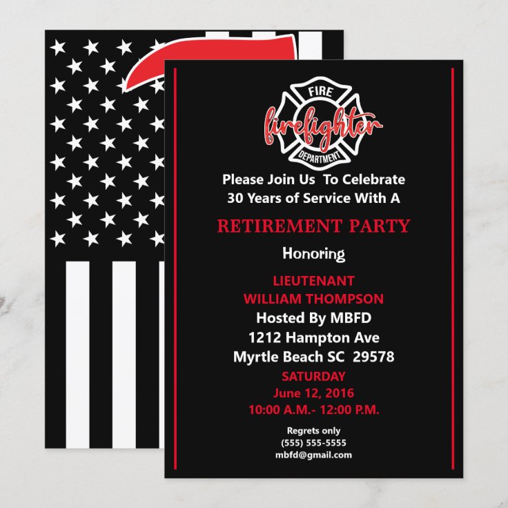 Firefighter Retirement Party Invitation | Zazzle