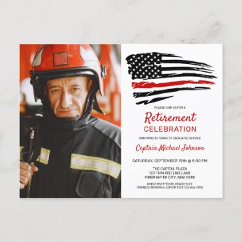 Firefighter Retirement Party Invitation Postcard | Zazzle