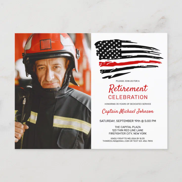 Firefighter Retirement Party Invitation Postcard | Zazzle
