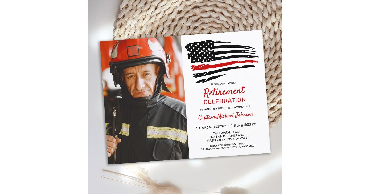 Firefighter Retirement Party Invitation Postcard | Zazzle