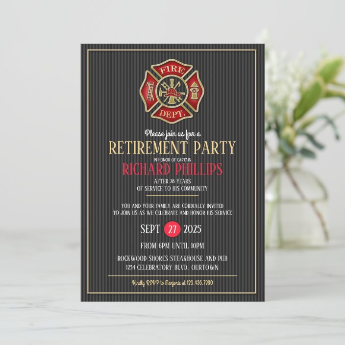 Firefighter Retirement Party Invitations | Zazzle
