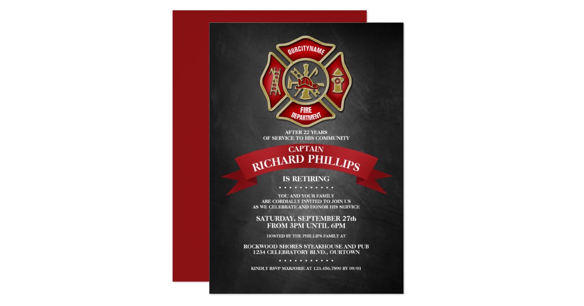 Firefighter Retirement Party Invitations | Zazzle.com