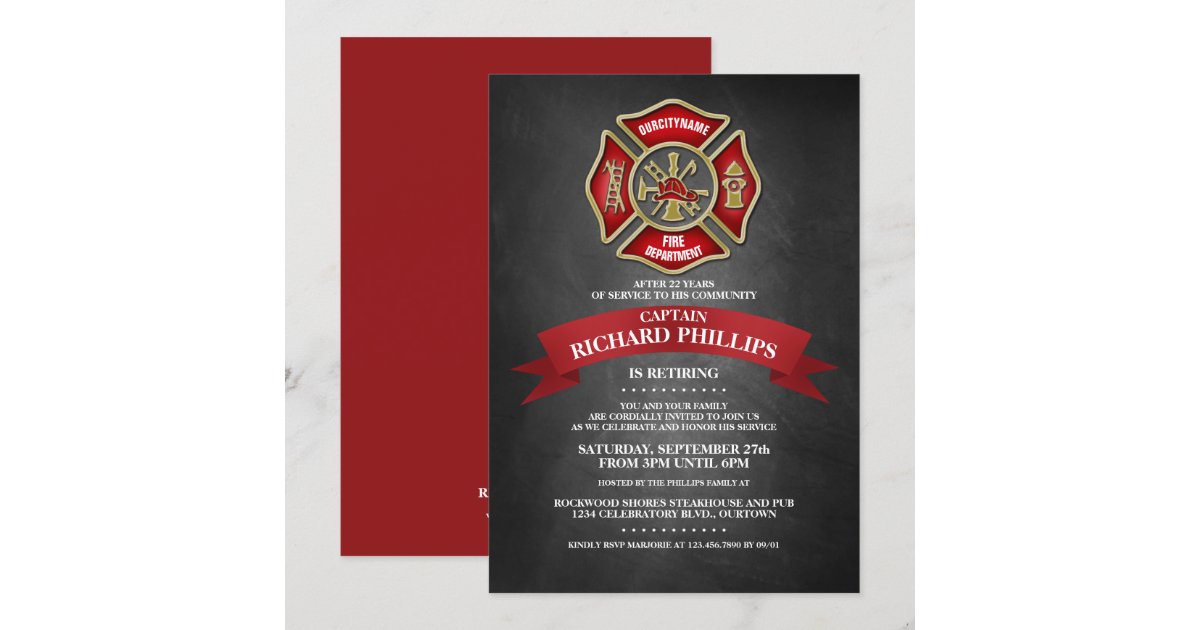 Firefighter Retirement Party Invitations | Zazzle.com