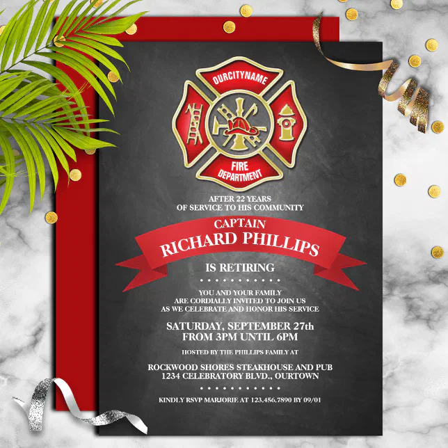 Firefighter Retirement Party Invitations | Zazzle