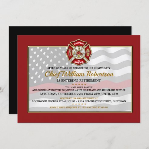 Firefighter Retirement Invitations | Zazzle
