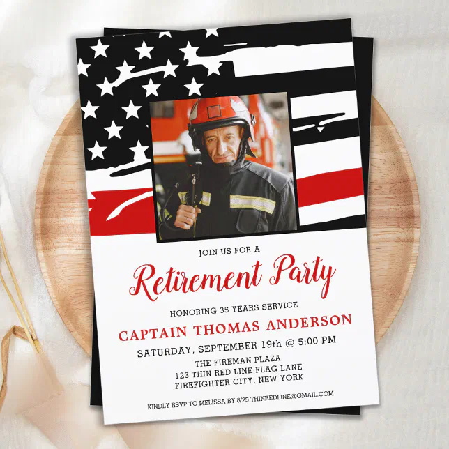 Firefighter Retirement Photo Fireman Retiring Invitation | Zazzle