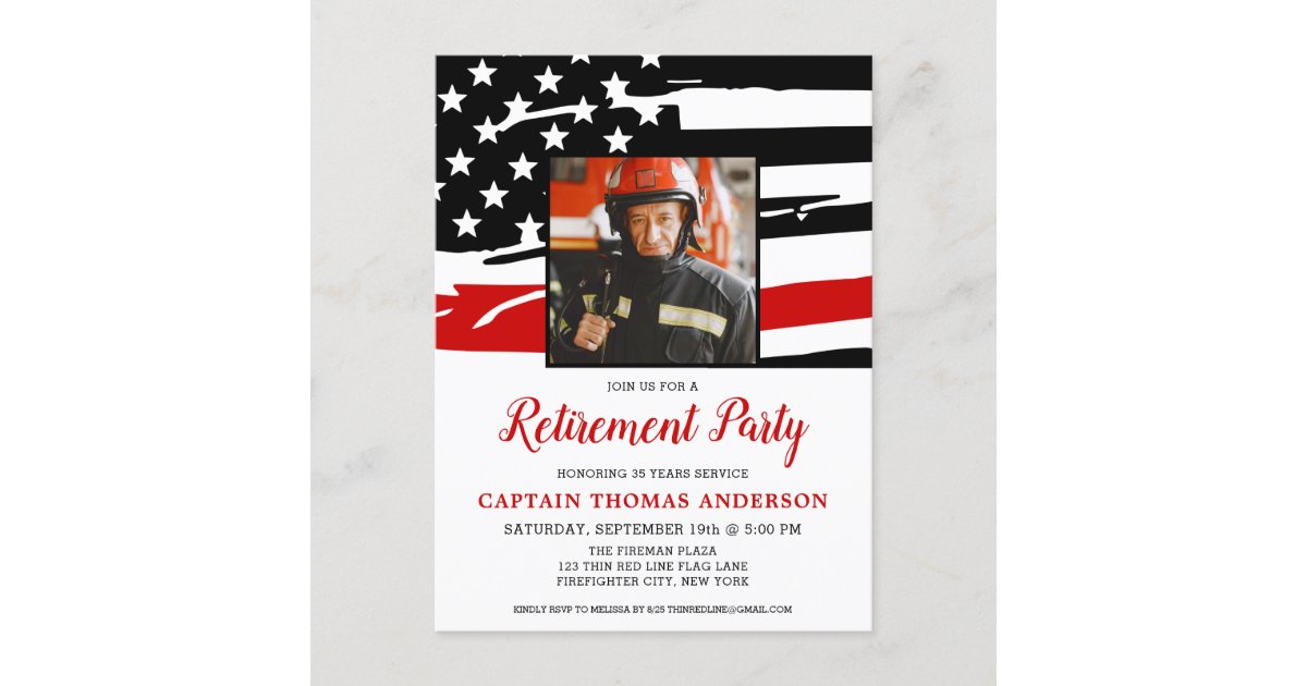 Firefighter Retirement Photo Fireman Retiring Invitation Postcard | Zazzle