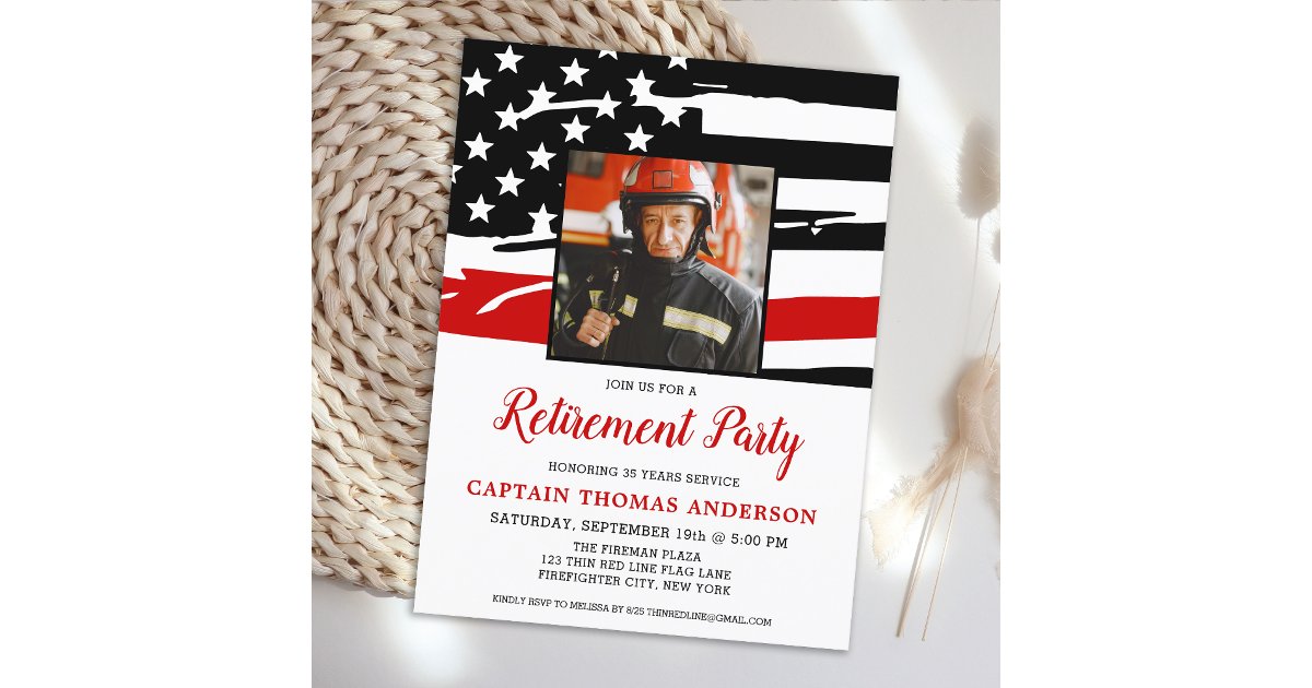 Firefighter Retirement Photo Fireman Retiring Invitation Postcard | Zazzle