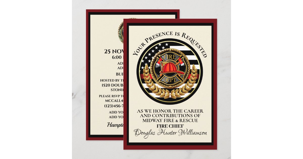 Firefighter Retirement / Recognition Invitation | Zazzle