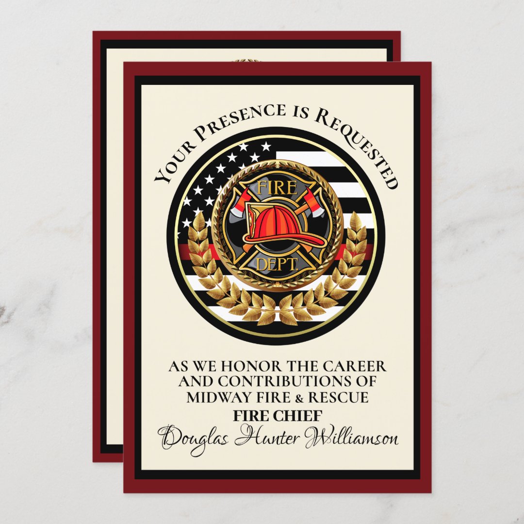 Firefighter Retirement / Recognition Invitation | Zazzle