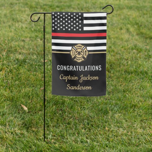 Firefighter Retirement Red Line Congrats Garden Flag | Zazzle