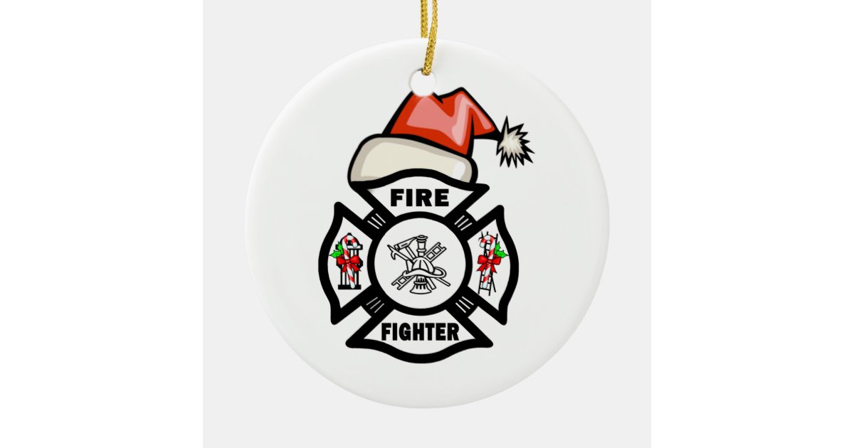 Firefighter Santa Claus Ceramic Ornament | Zazzle