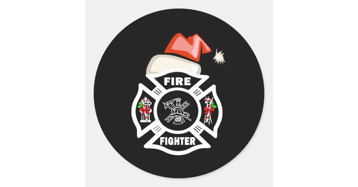 Firefighter Santa Claus Classic Round Sticker | Zazzle