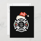 Firefighter Santa Claus Holiday Postcard | Zazzle