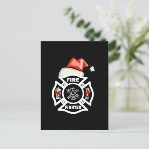 Firefighter Santa Claus Holiday Postcard | Zazzle