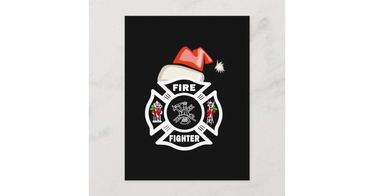 Firefighter Santa Claus Holiday Postcard | Zazzle