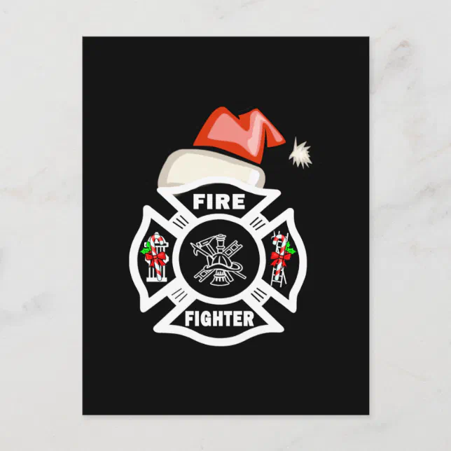 Firefighter Santa Claus Holiday Postcard | Zazzle