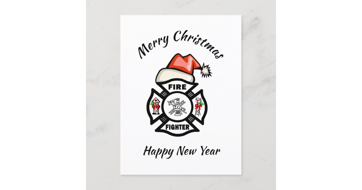 Firefighter Santa Fire Dept Holiday Card | Zazzle