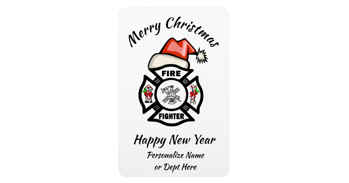 Firefighter Santa Fire Dept Holiday Card Magnet | Zazzle