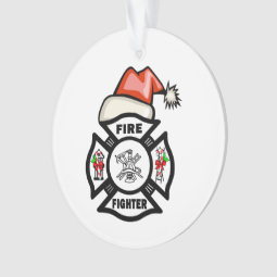 Firefighter Santa Ornament | Zazzle