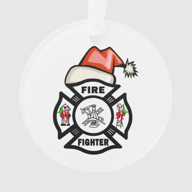 Firefighter Santa Ornament | Zazzle