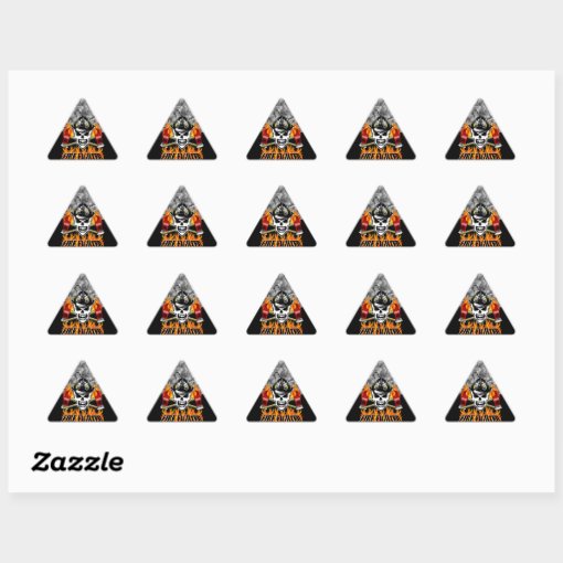 Firefighter Skull 2 and Flaming Axes Triangle Sticker | Zazzle