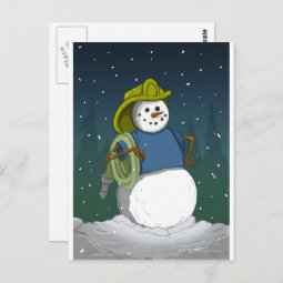 Firefighter Snowman Postcard | Zazzle