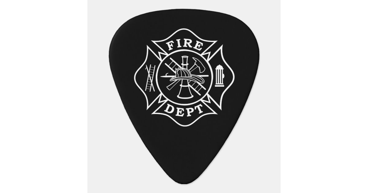 Firefighter Standard Guitar Pick blk/red | Zazzle