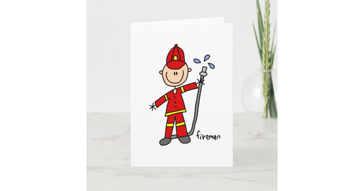 Firefighter Stick Figure Card | Zazzle