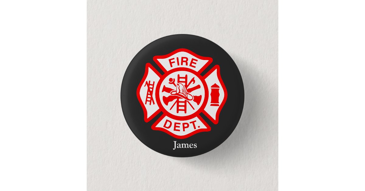Firefighter Symbol Fireman Logo Button | Zazzle