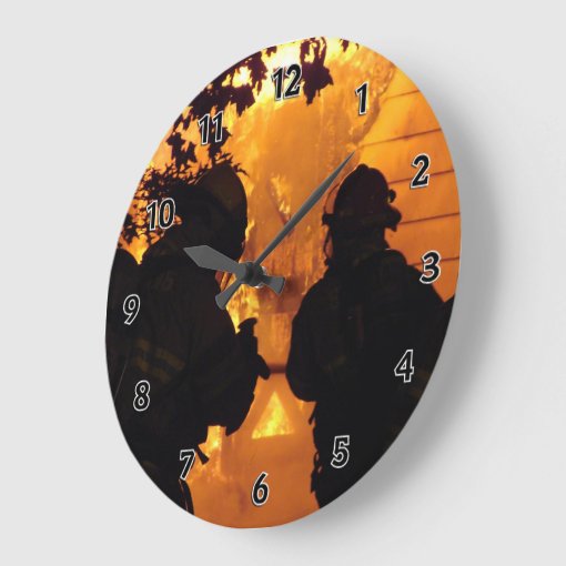 Firefighter Team Large Clock | Zazzle