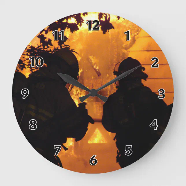 Firefighter Team Large Clock | Zazzle