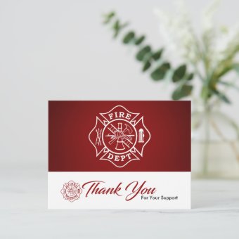 Firefighter Thank You Card | Zazzle
