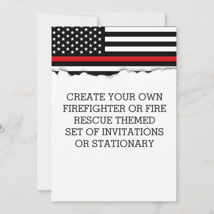 Firefighter Themed Flag Custom Invitations or Stat | Zazzle