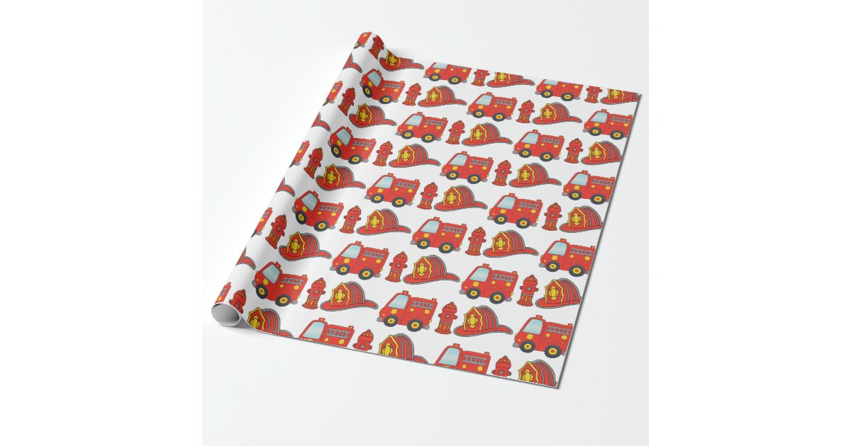 Firefighter Themed Pattern Wrapping Paper | Zazzle