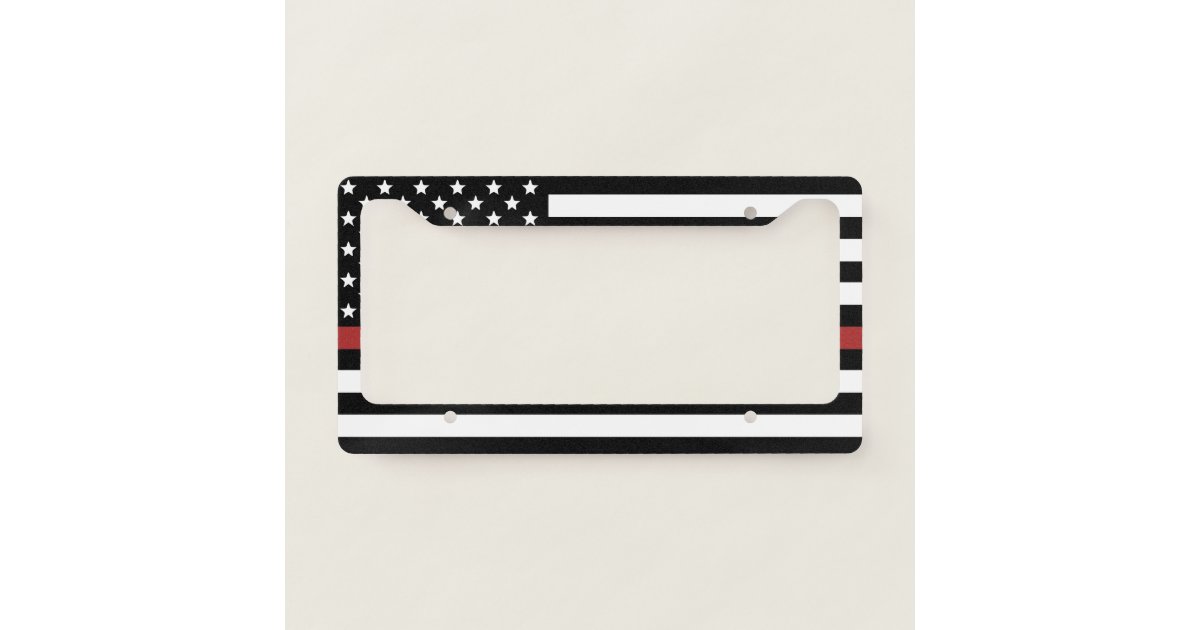 Firefighter Thin Red Line America Flag Fire Dept License Plate Frame ...