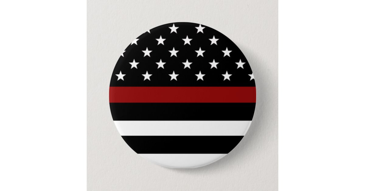Firefighter Thin Red Line Button | Zazzle