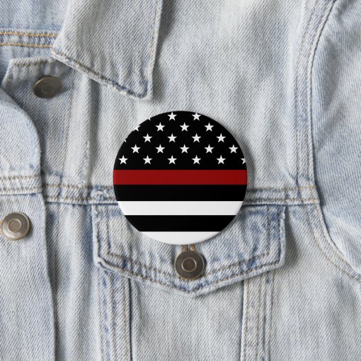 Firefighter Thin Red Line Button | Zazzle