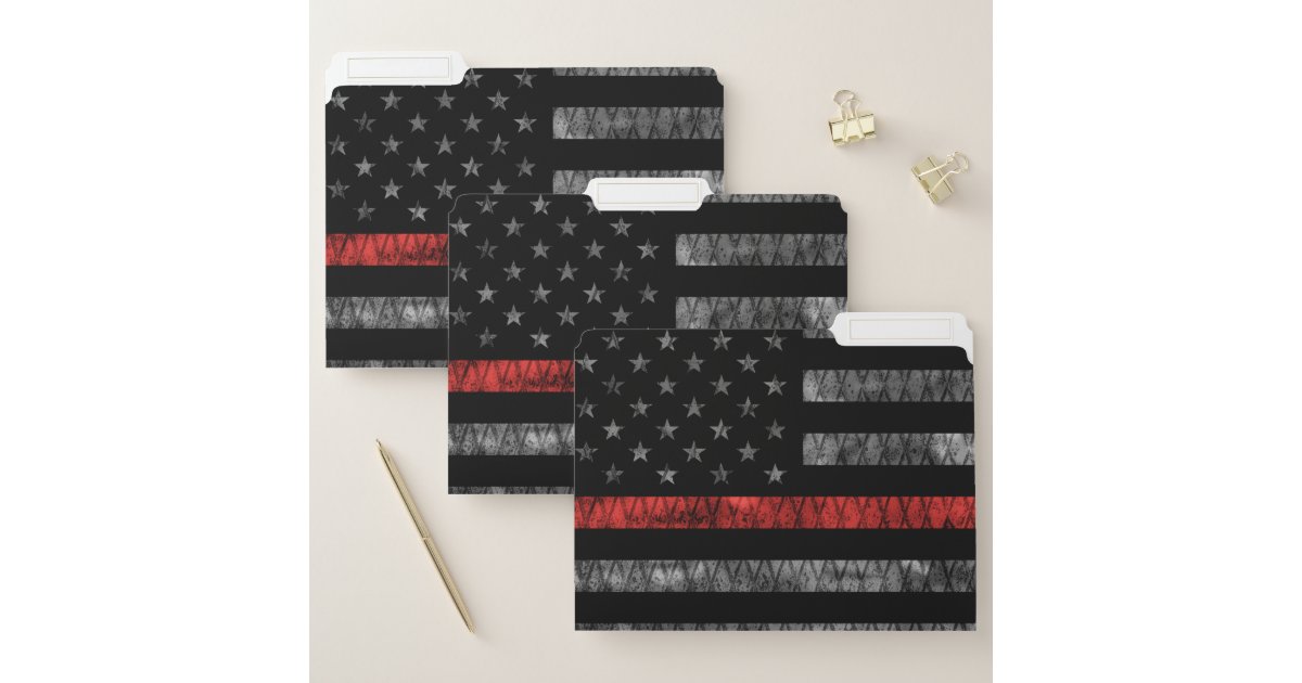 Firefighter Thin Red Line Flag File Folder | Zazzle