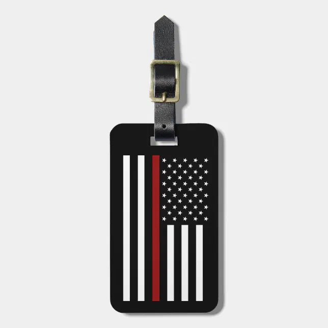 Firefighter Thin Red Line Luggage Tag | Zazzle